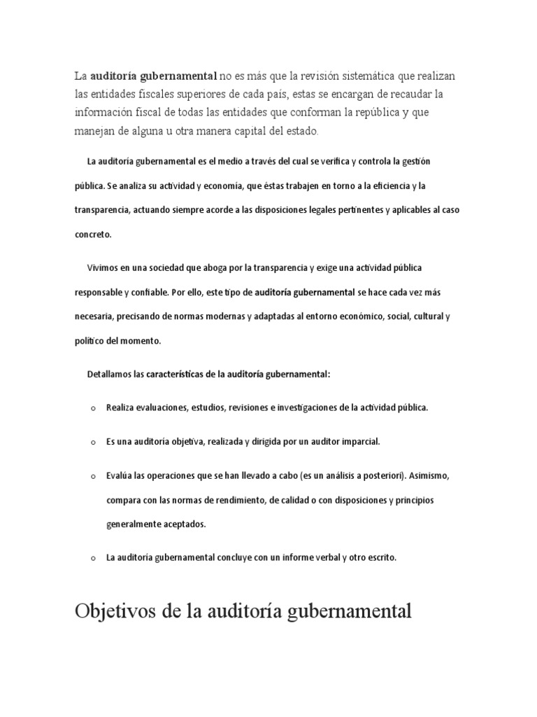 Auditoria Gubernamental | PDF | Auditoría | Administración Pública