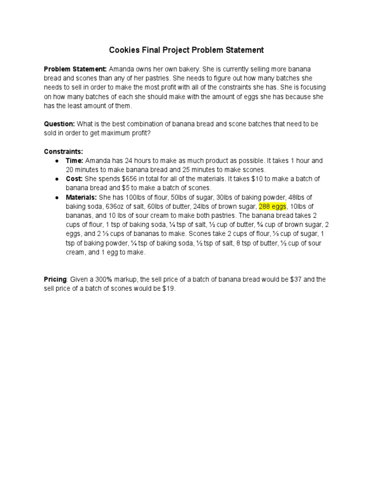Cookies Final Project Problem Statement | PDF | Wellness