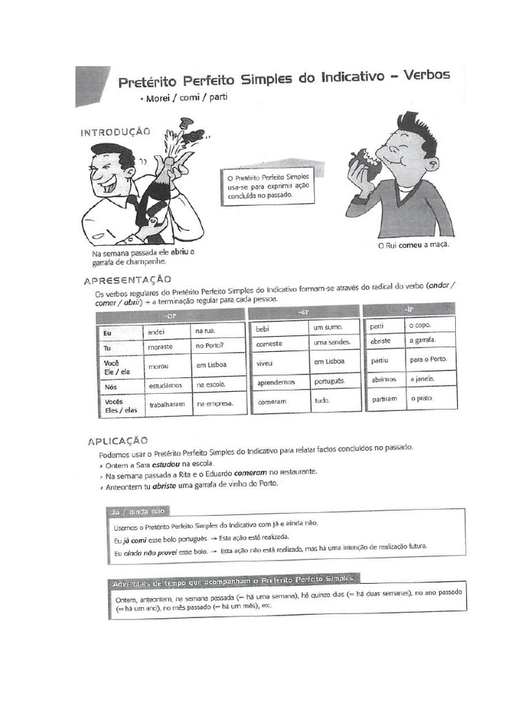 Pretérito Perfeito Simples - Exercícios | PDF