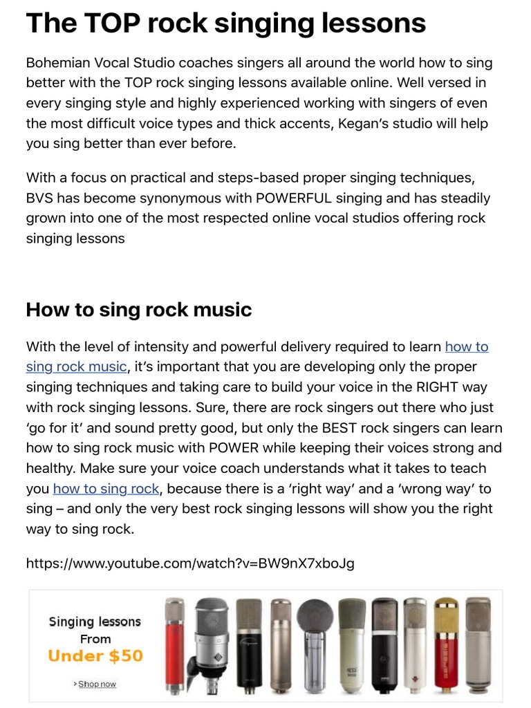 The TOP Rock Singing Lessons - Bohemian Vocal Studio | Download Free ... The TOP Rock Singing Lessons - Bohemian Vocal Studio | Download Free ...
