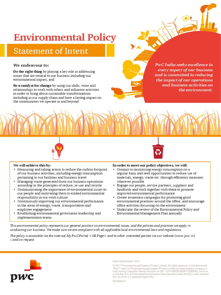 Environmental Policy: Statement of Intent | PDF | Environmental Policy ...
