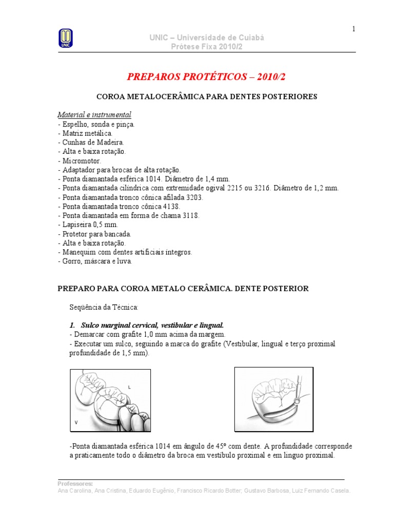 Roteiro - de - Preparos - Proteticos - Pré-Clínica Iii 2010-2 | PDF