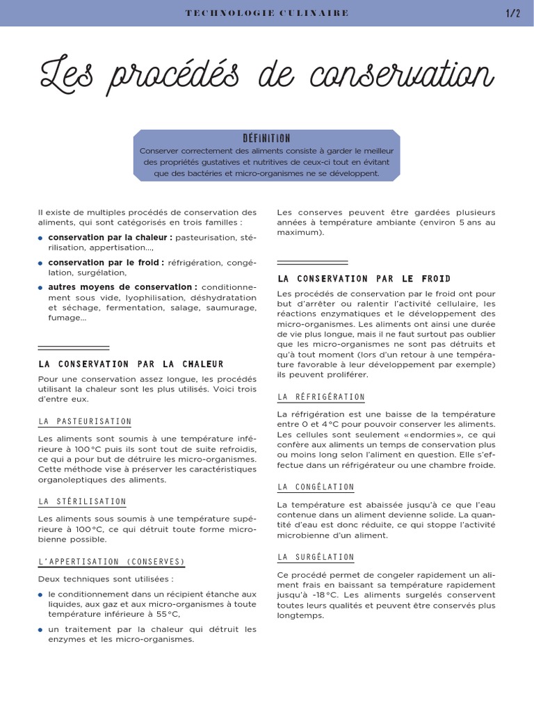 Méthodes de conservation des aliments | PDF | Conservation des aliments ...
