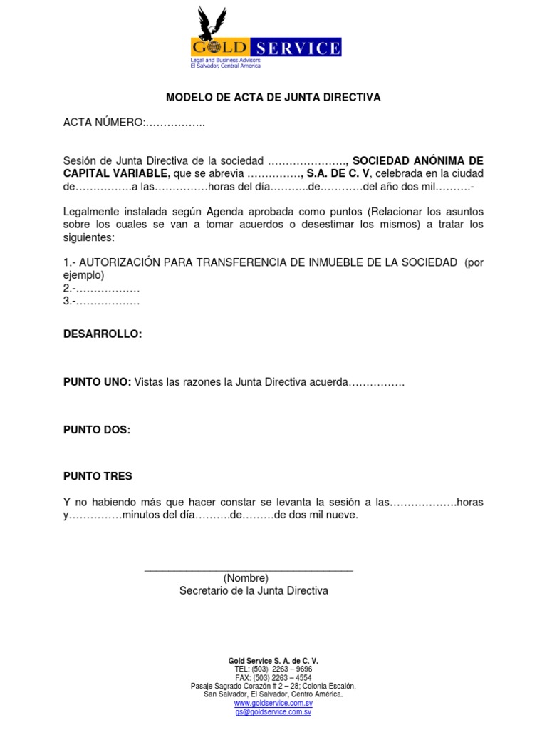 Acta Junta Directiva | PDF