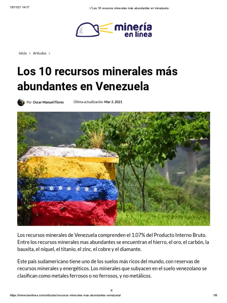 Los 10 Recursos Minerales Más Abundantes en Venezuela | PDF | Cobre ...