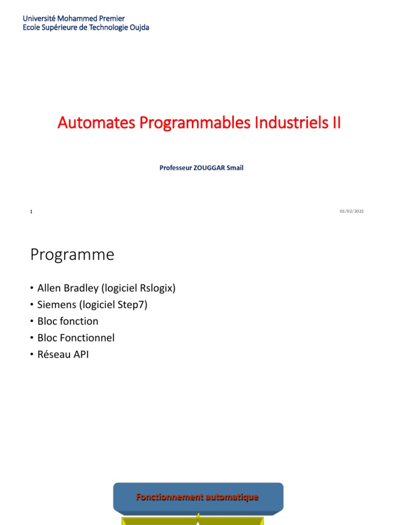 Programmation des Automates Industriels | PDF | Automate programmable ...
