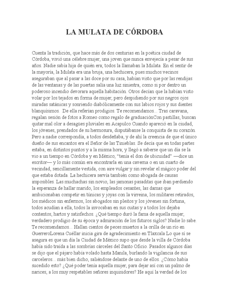 La leyenda de la Mulata de Córdoba | PDF | Clásicos