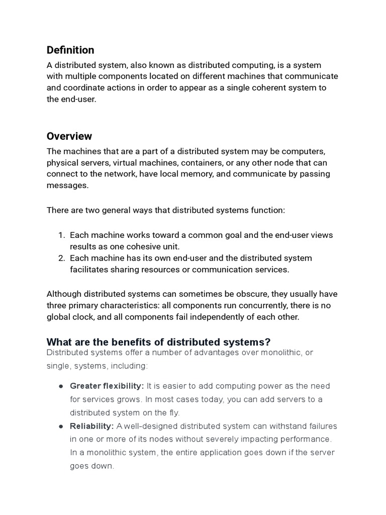 Distributed Systems Introduction Goals and Challenges of Distributed System | PDF | Distributed ...