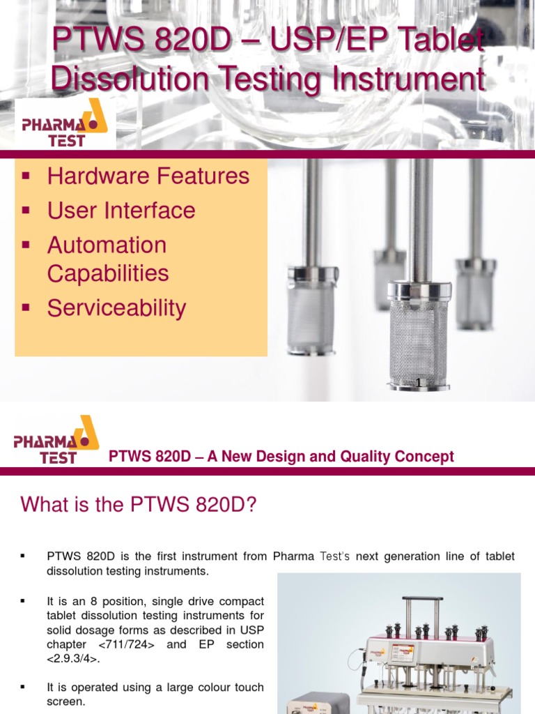 PTWS 820D - USP/EP Tablet Dissolution Testing Instrument | PDF ...