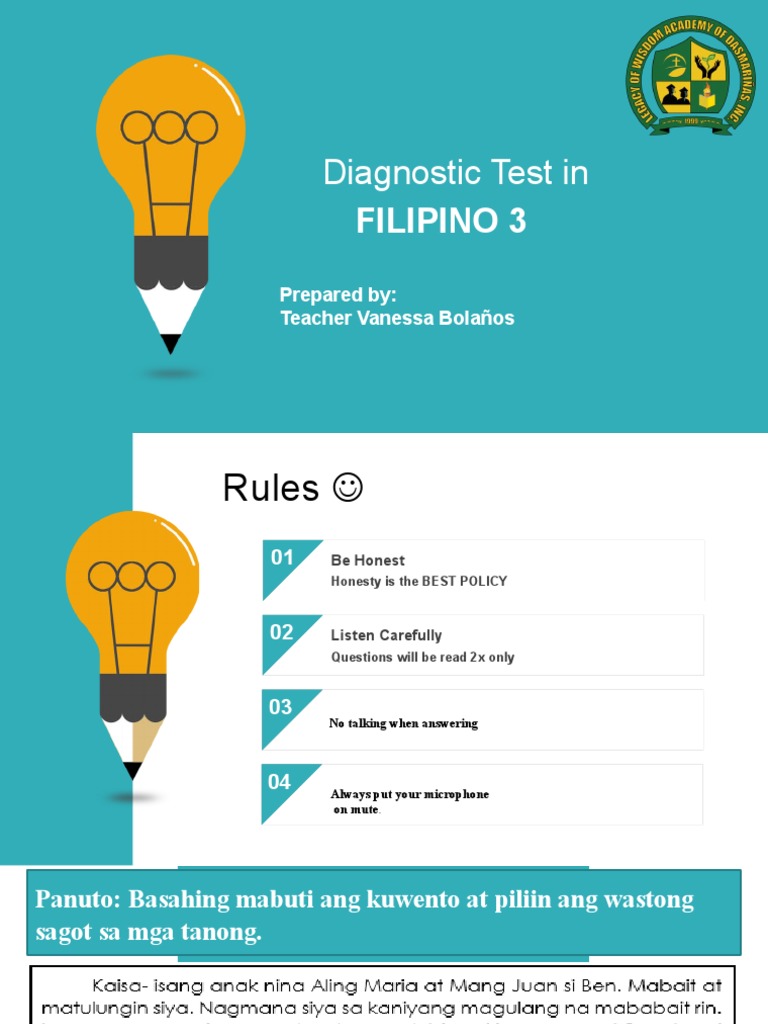 Filipino 3 - Pre-Test | PDF