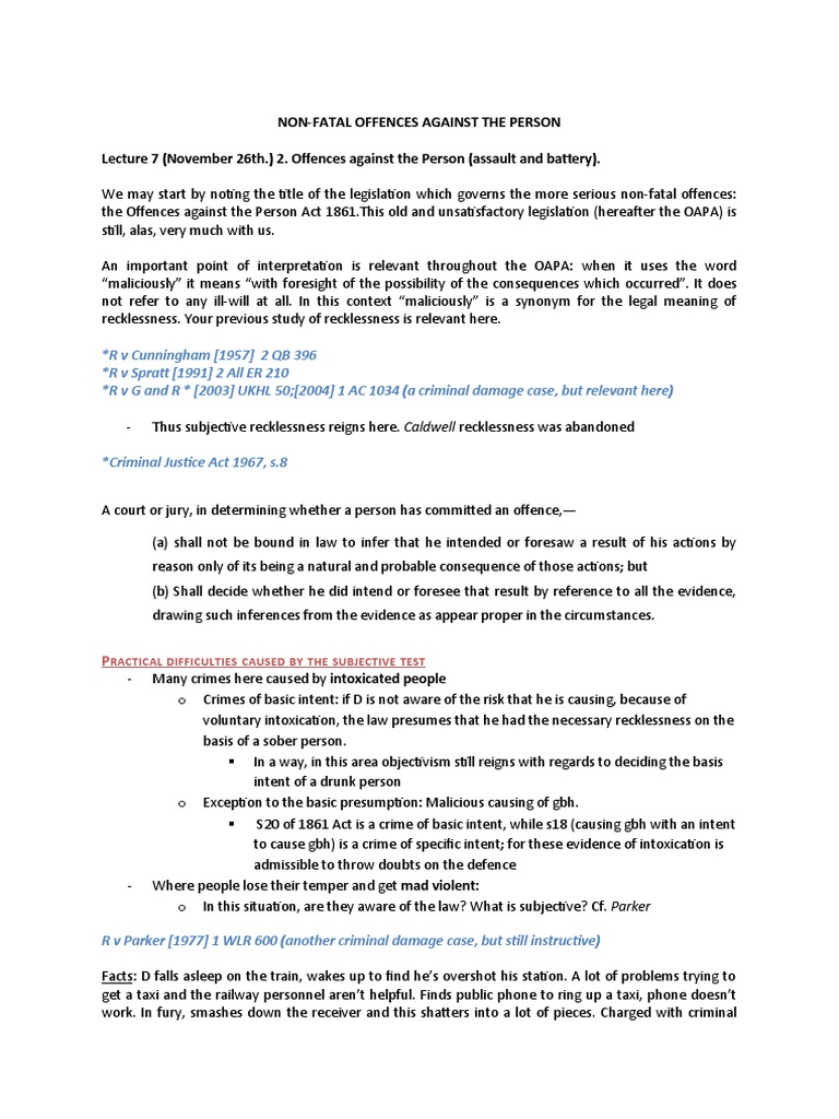 4 - Non-Fatal Offences Against the Person | Battery (Crime)