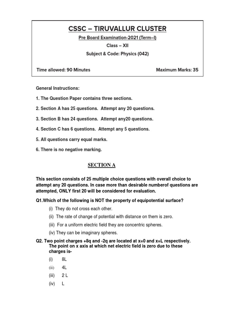 CSSC - Tiruvallur Cluster: Pre Board Examination-2021 (Term-I) Class ...