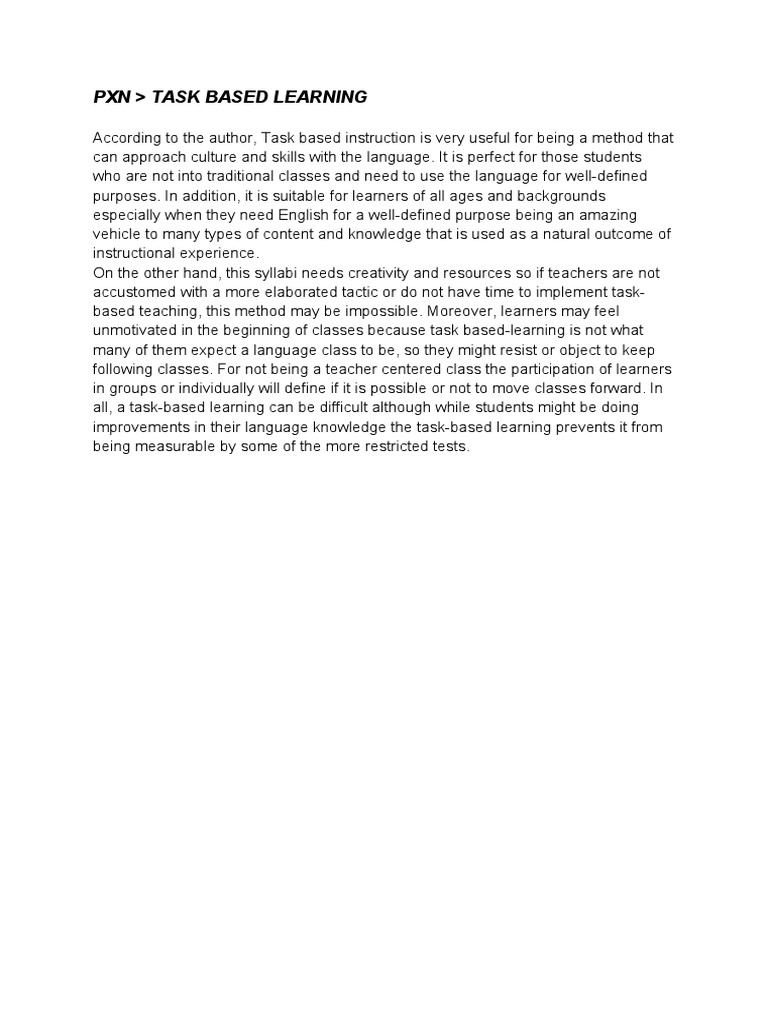 PXN - Task Based Learning | PDF