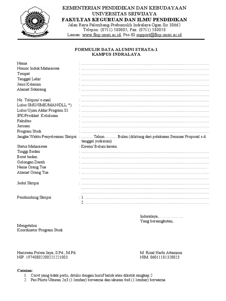 Form Data Alumni Dan Berkas UAP | PDF