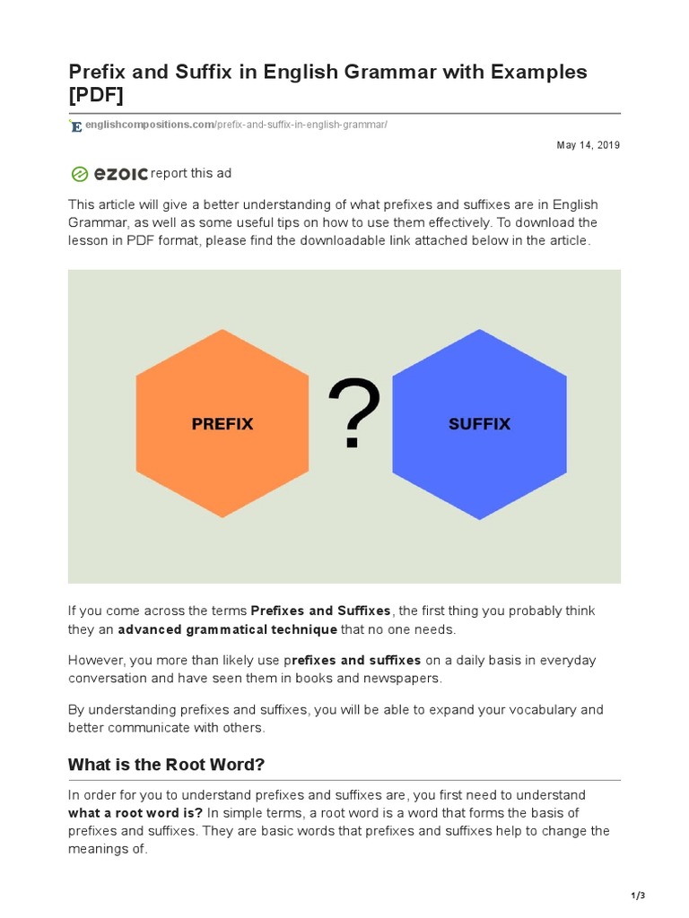 Understanding Prefixes and Suffixes | PDF | English Grammar | Word