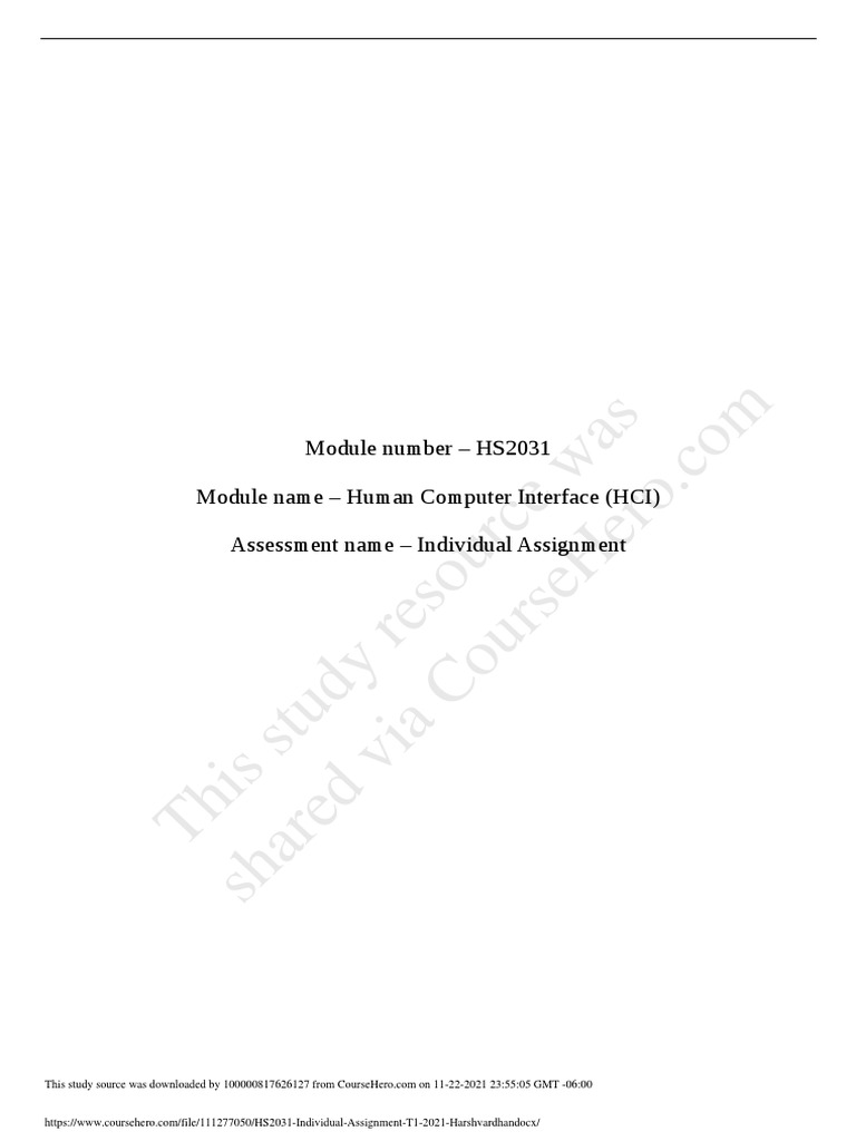 HS2031 Individual Assignment T1 2021 Harshvardhan | PDF | Usability ...