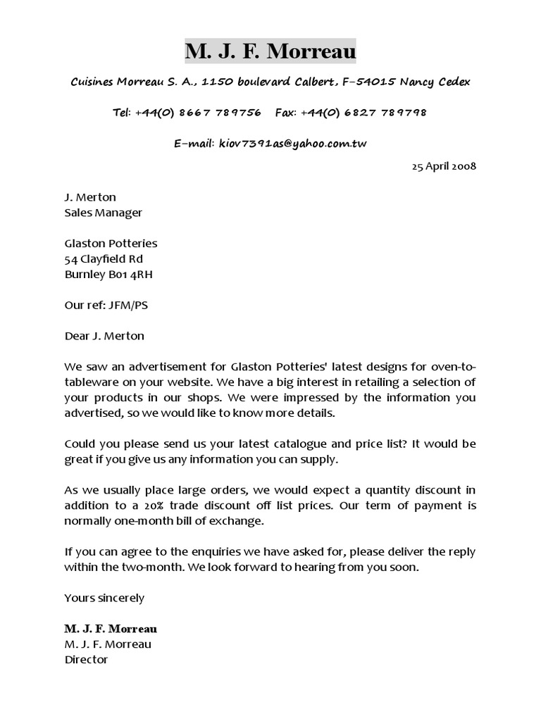 Enquiring Letter | PDF