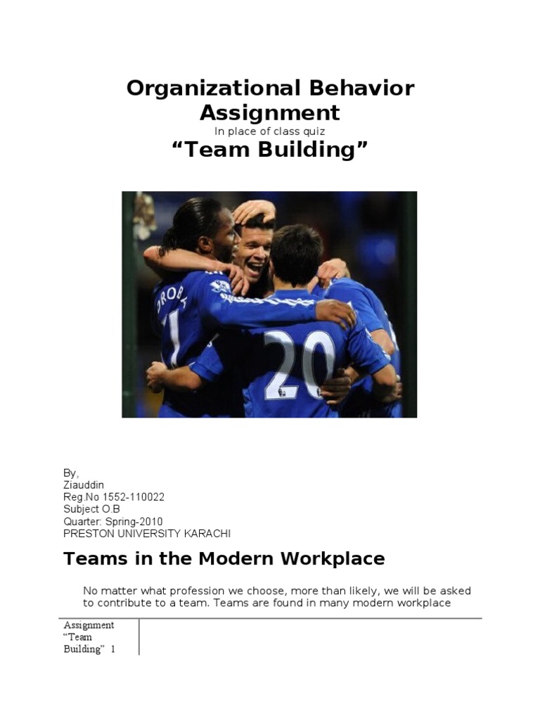 Organizational Behavior Assignment "Team Building": Teams in The Modern ...