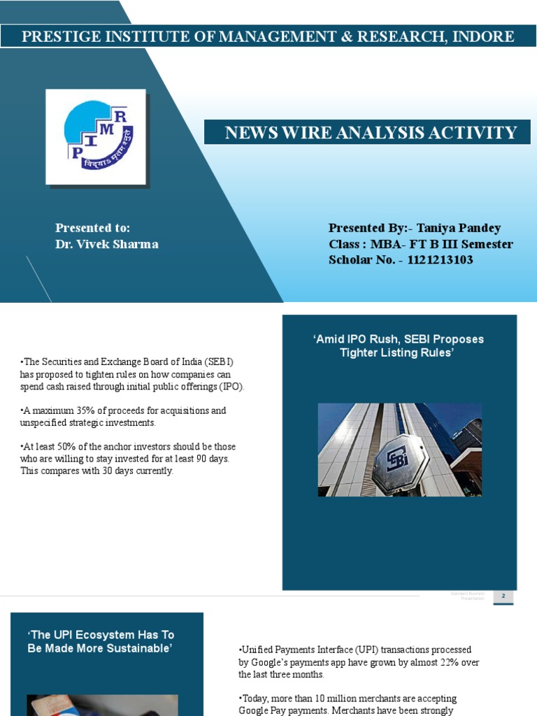 News Wire PPT - Taniya Pandey | PDF | Trade | Money