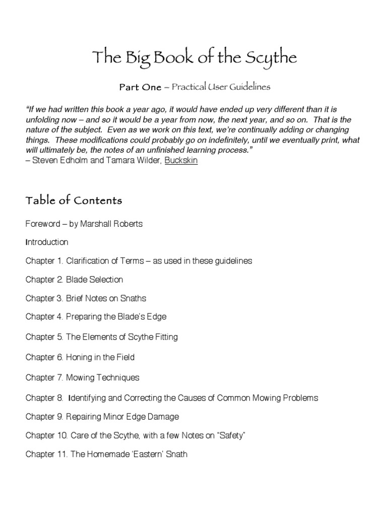 The Big Book of the Scythe: User Guidelines for the Versatile Scythe ...