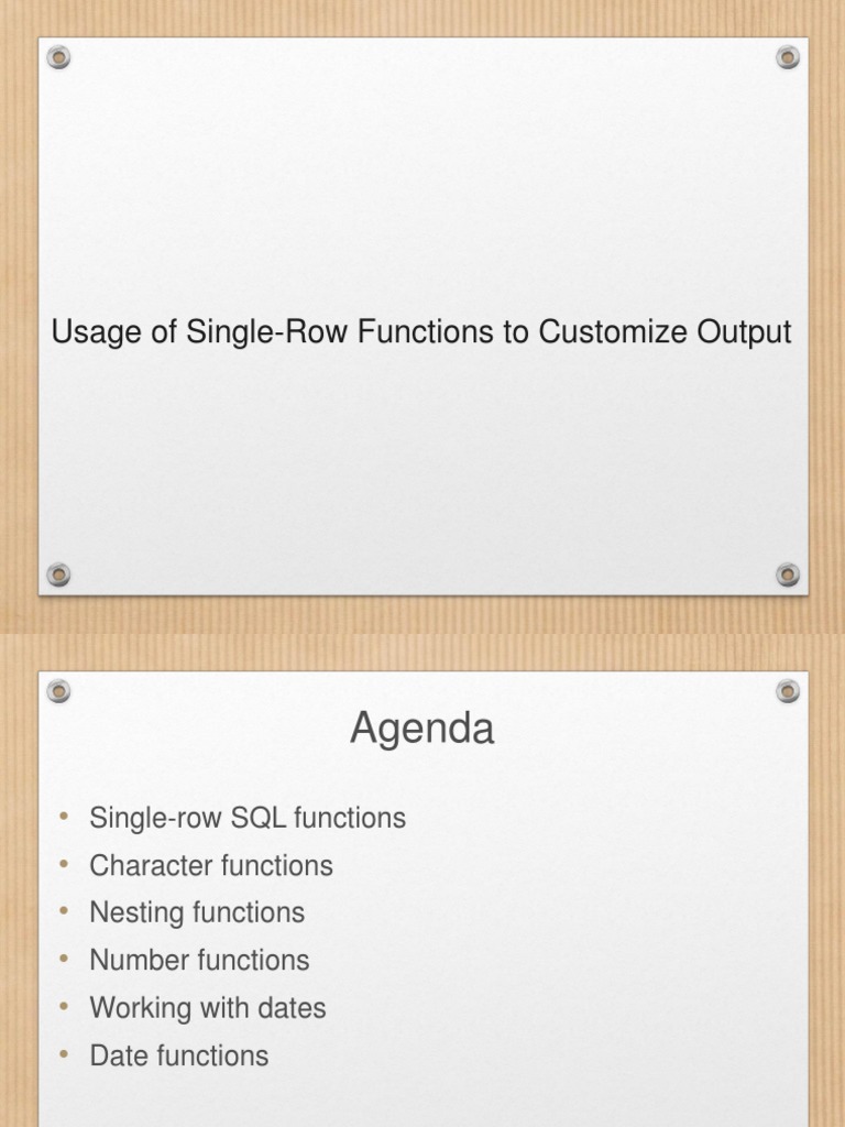 Unit 4 Usage Of Single Row Functions To Customize Output Download 5185