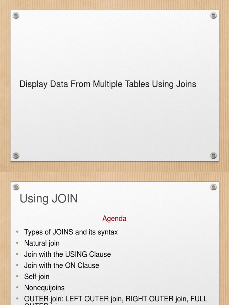 Unit 7 - Display Data From Multiple Tables Using Joins | Download Free ...