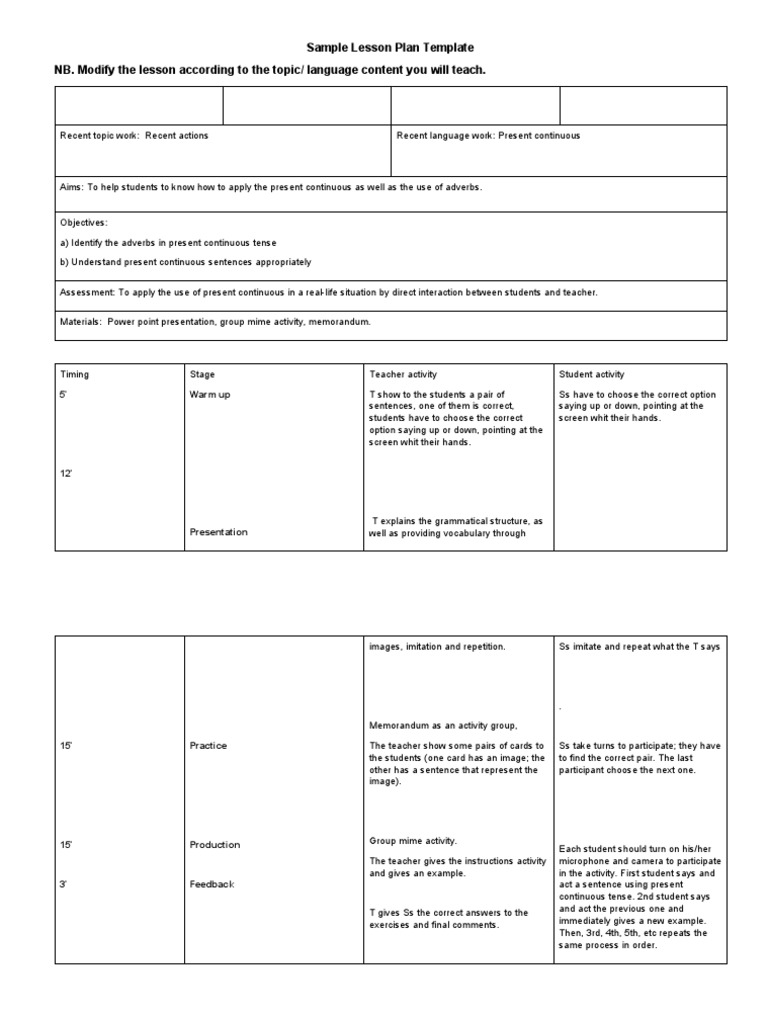 Sample - Lesson - Plan - Template (Total Physical Response Method ...