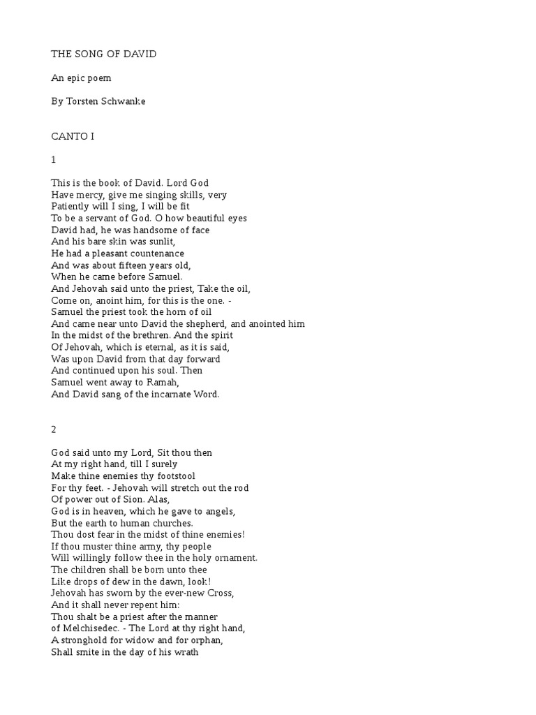 The Song of David: An Epic Poem | PDF | David | Goliath