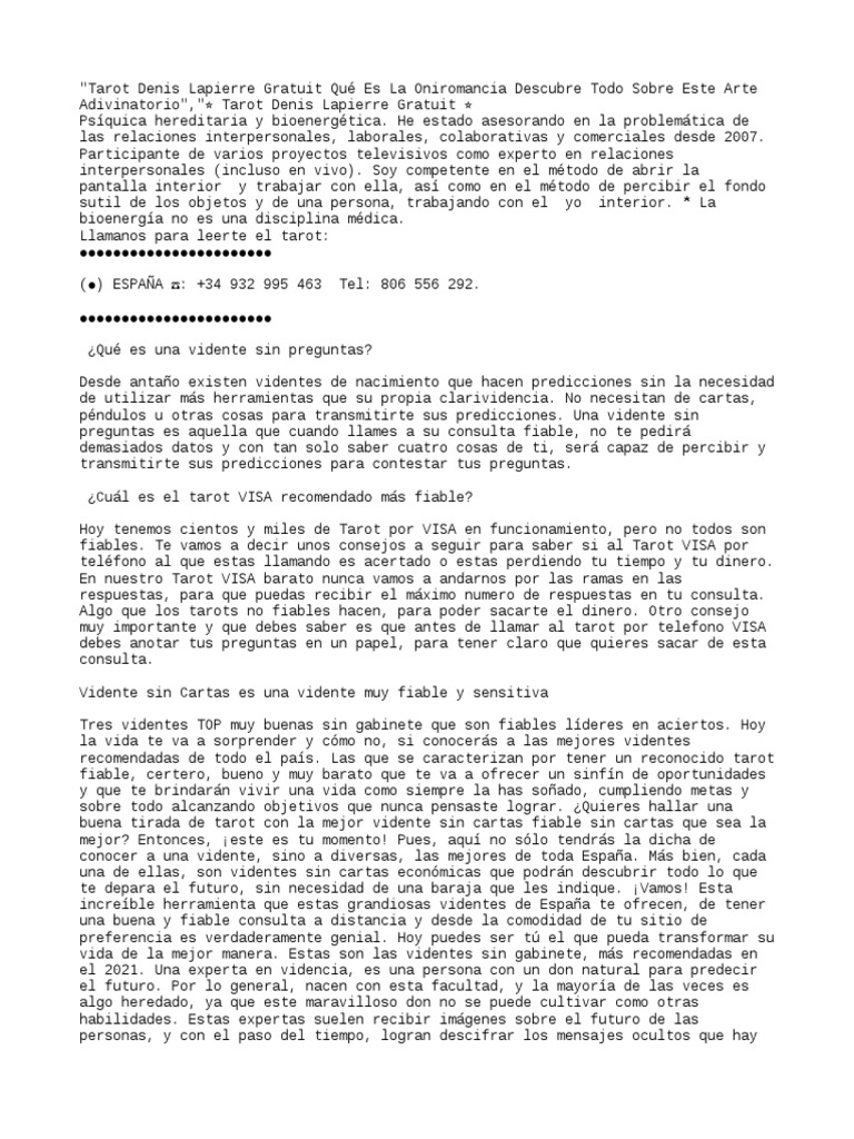 Tarot Denis Lapierre Gratuit Qué Es La Oniromancia Descubre Todo Sobre ...