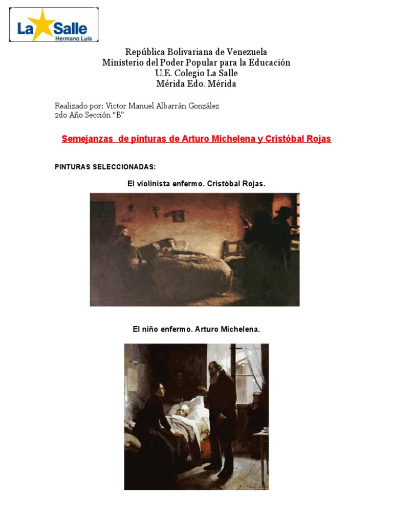 Semejanzas de Pinturas de Arturo Michelena y Cristóbal Rojas | PDF ...