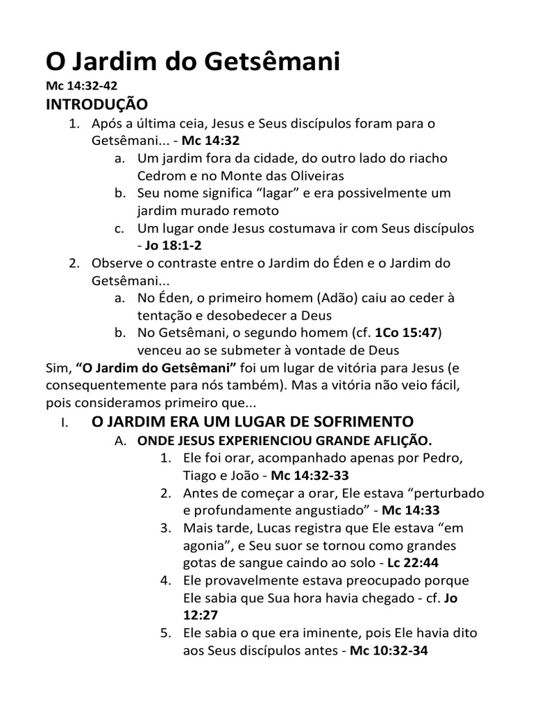 O Jardim Do Getsêmani | PDF | Jesus | Oração