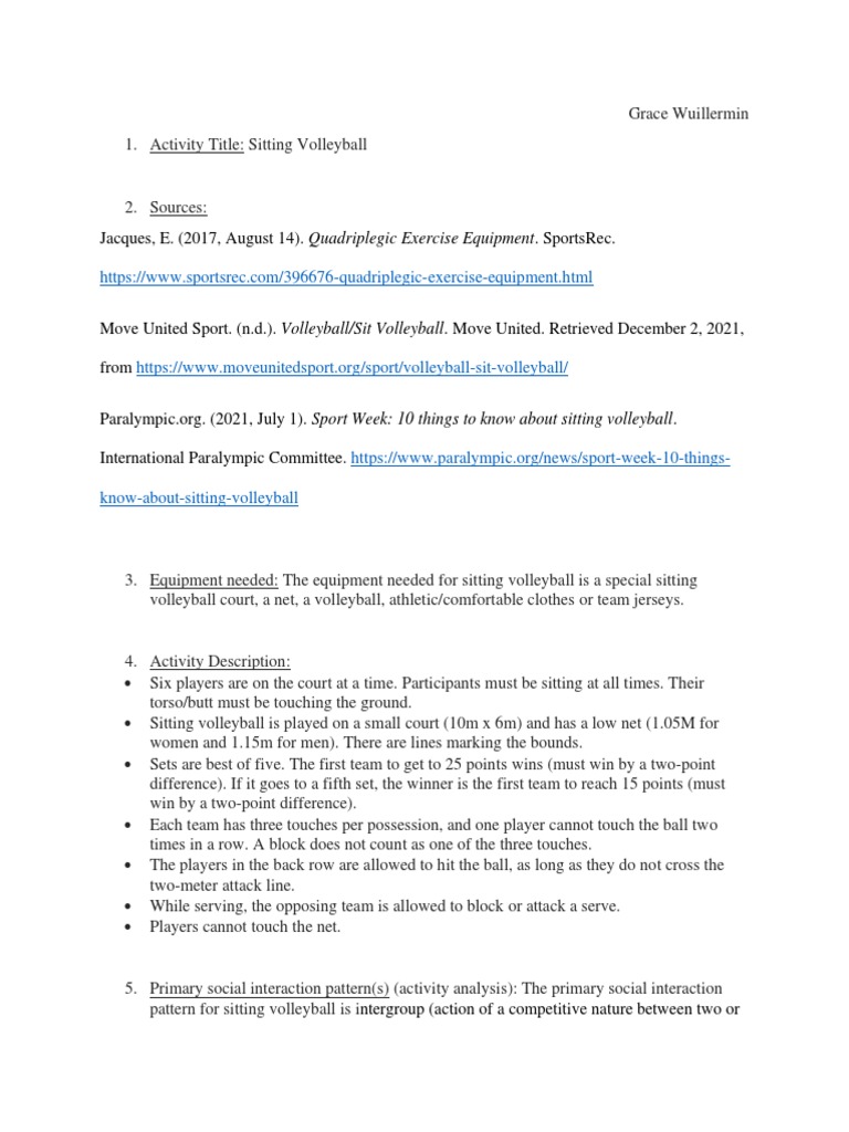 Sitting Volleyball | PDF | Volleyball | Wheelchair