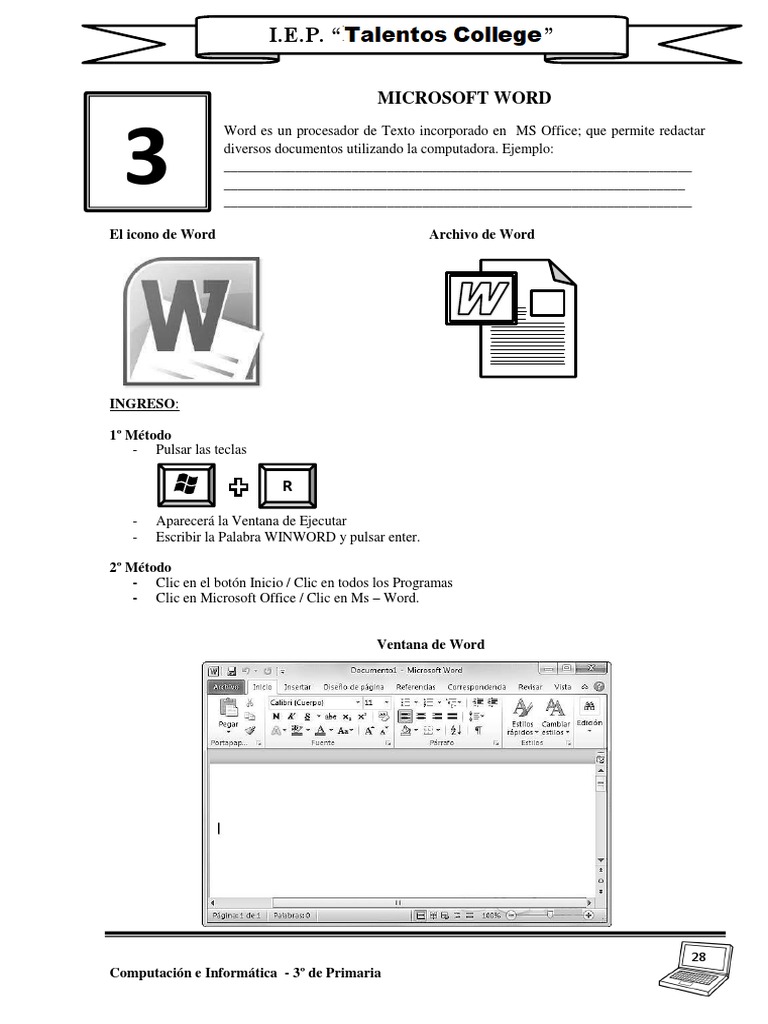 3ero Prim - U3 | PDF | Microsoft Word | Ventana (informática)