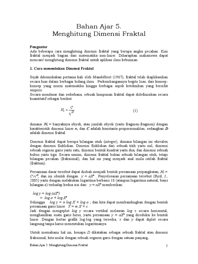 05 - Menghitung Dimensi Fraktal | PDF