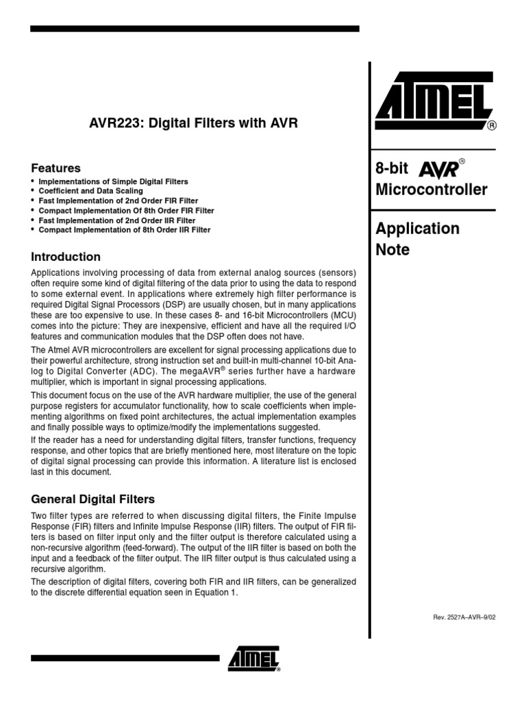 AVR223 - Digital Filters With AVR | PDF | Digital Signal Processing ...