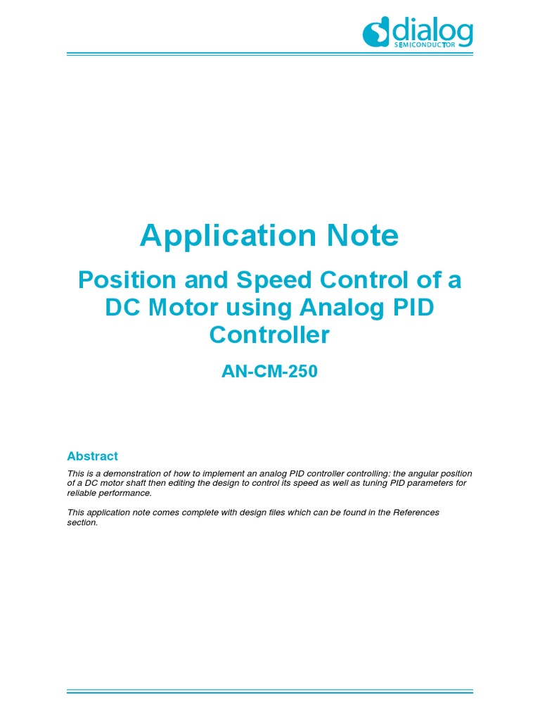 AN-CM-250 Position and Speed Control of A DC Motor Using Analog PID ...