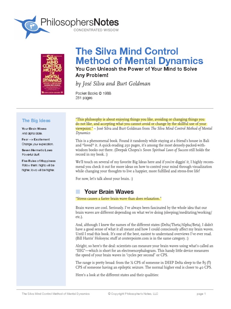 35 - The Silva Mind Control Method of Mental Dynamics | PDF | Sleep ...