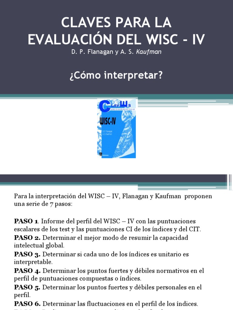 WISC Claves de Interpretacion | PDF | Evaluación neuropsicológica ...