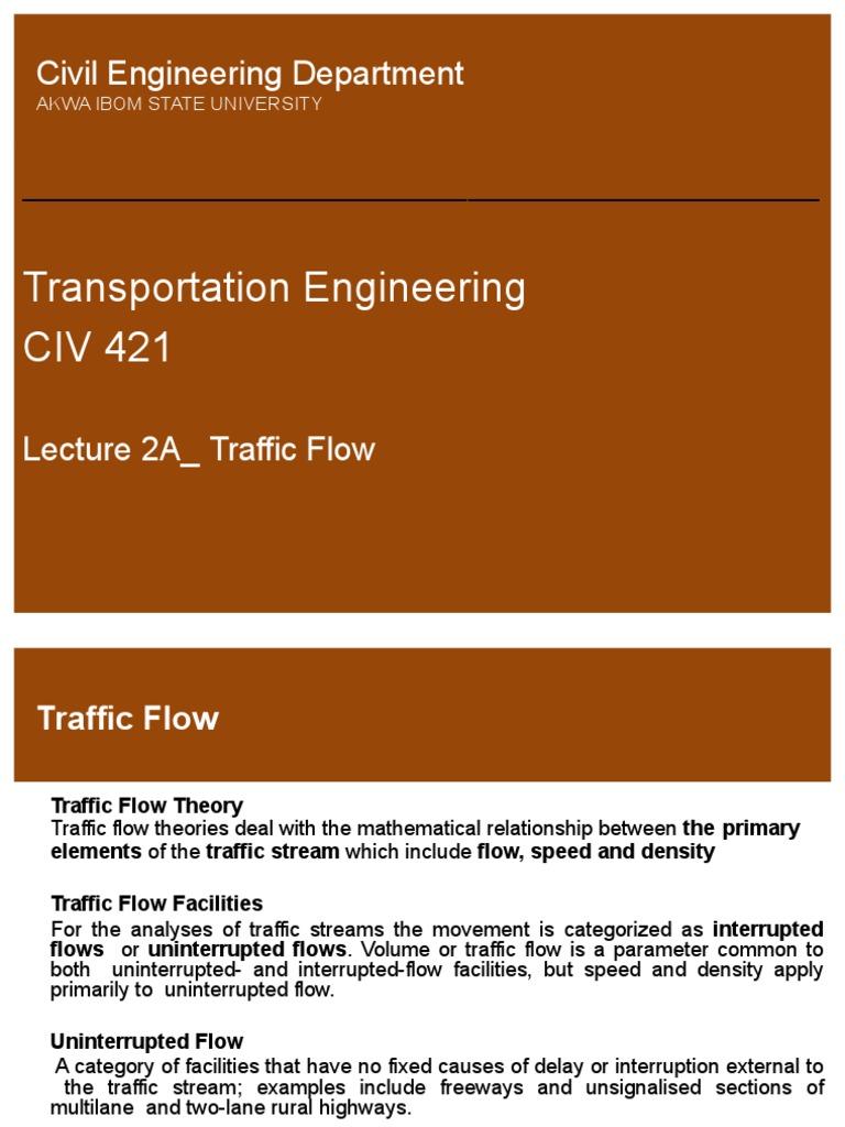 Traffic Flow Theory in Civil Engineering | PDF | Traffic | Speed
