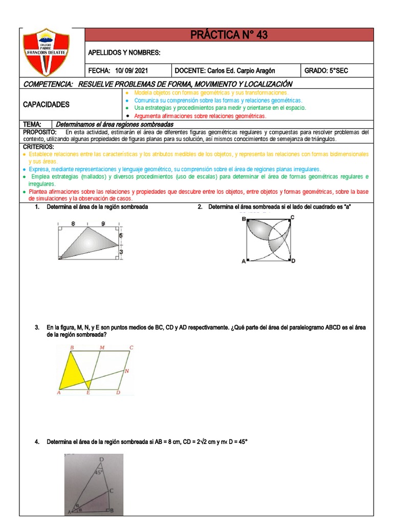 Prác. #43 Problemas de Geometría | PDF | Geometría | Cognición