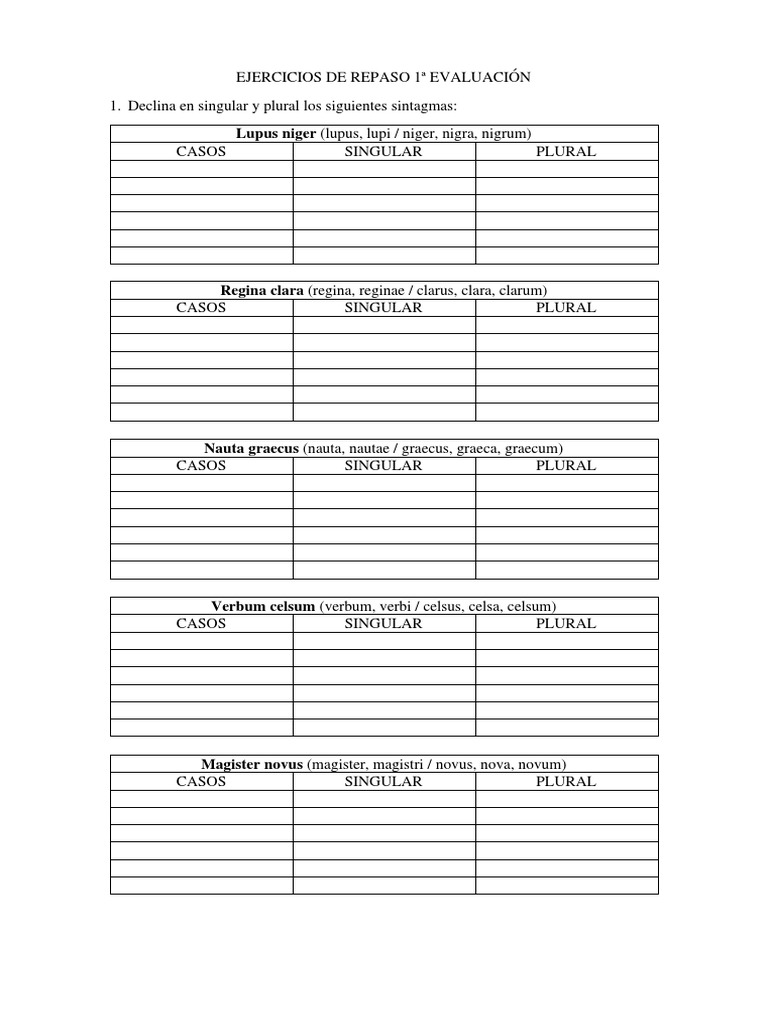EJERCICIOS DE REPASO 1 EVALUACIÓN 1º Bach | PDF | Semántica | Sintaxis