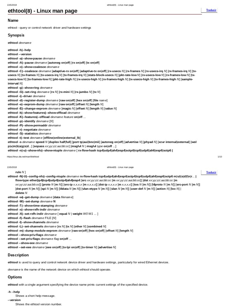 Network Device Configuration and Management: An Overview of the Linux ethtool Command | PDF ...