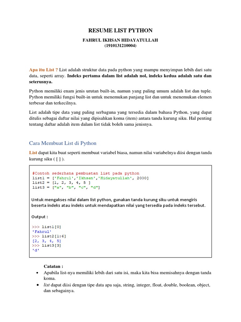 Tugas List Python | PDF