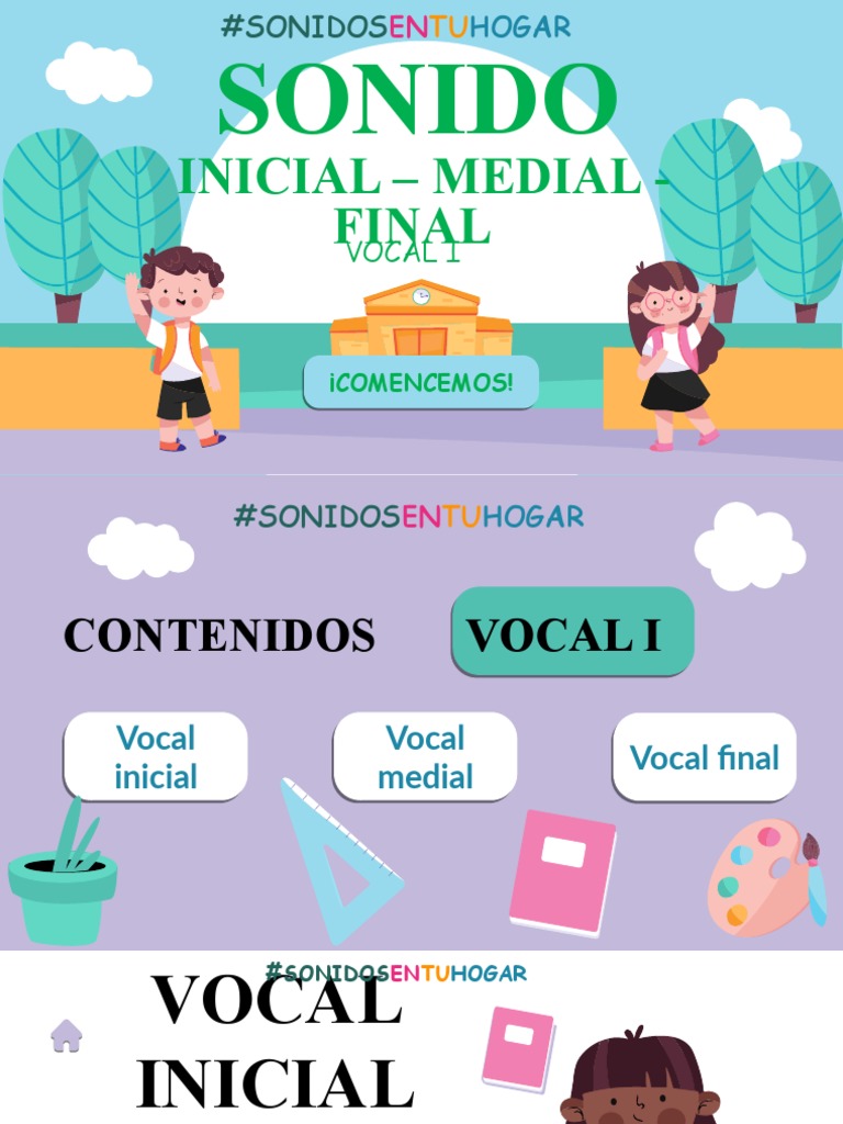 60) LenguajeEnTuHogar - Sonido Inicial - Medial - Final Vocal I | PDF