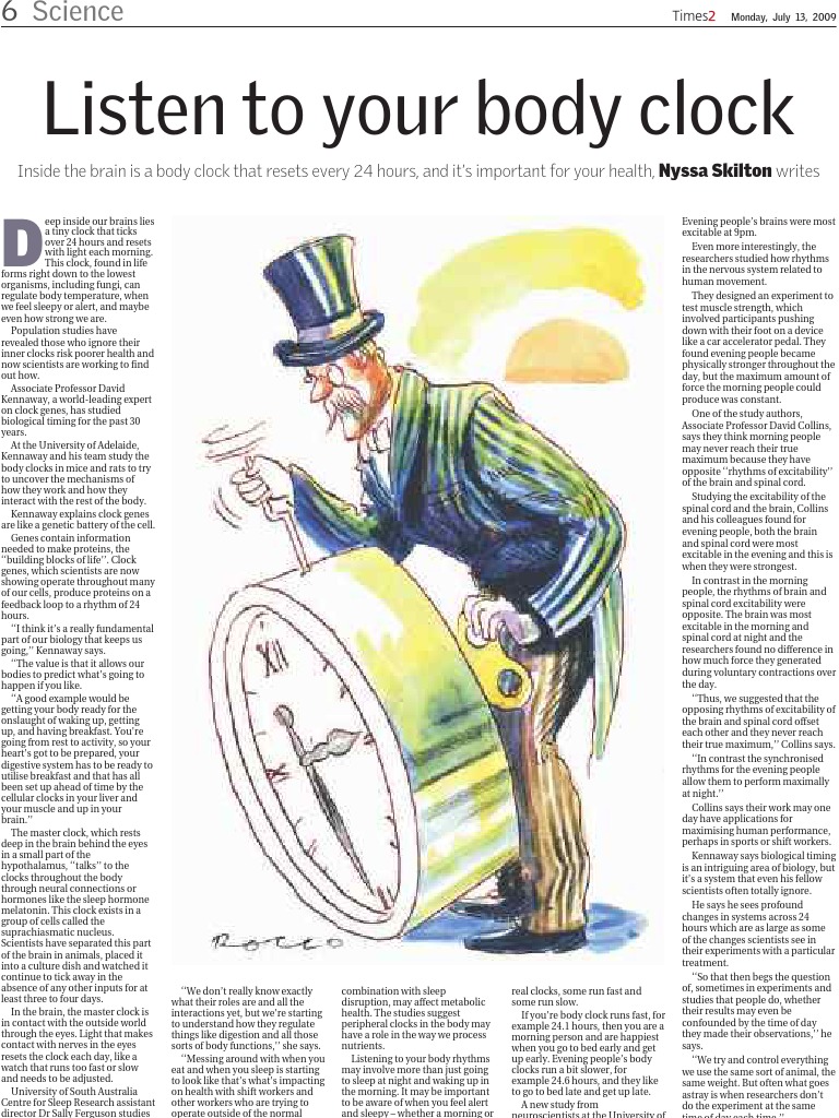 Body Clocks | PDF | Circadian Rhythm | Sleep