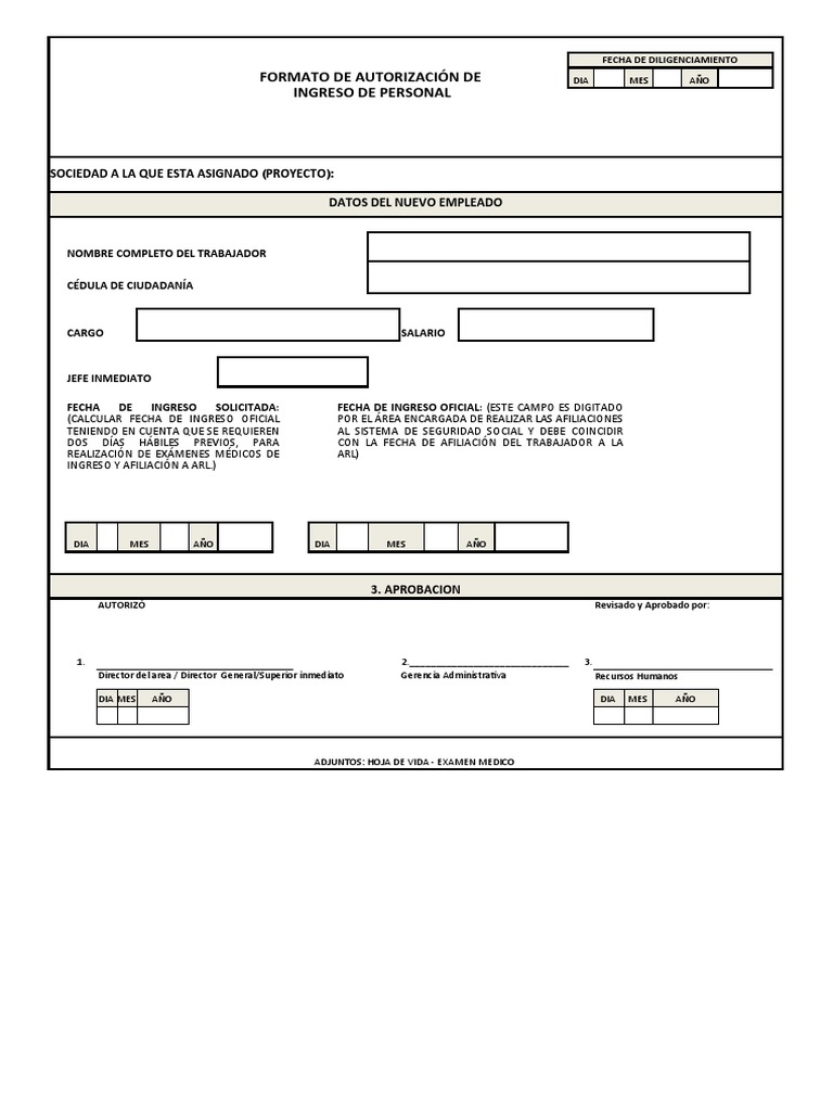 Formato Autorizacion de Ingreso | PDF
