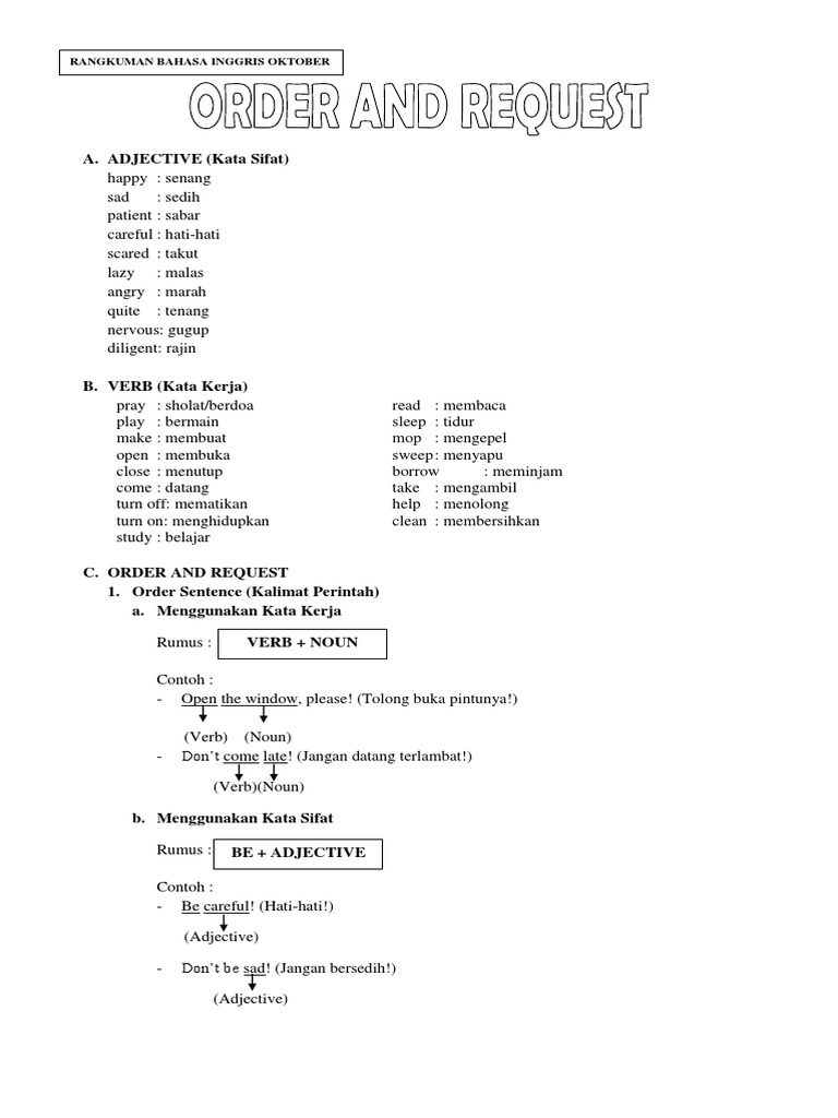 Contoh Kalimat Order dan Request | PDF