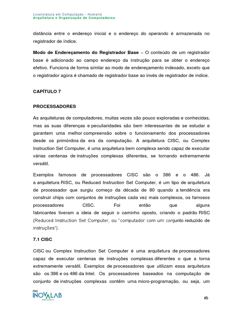 RISC e CISC | Download grátis PDF | Microprocessador | Arquitetura de ...