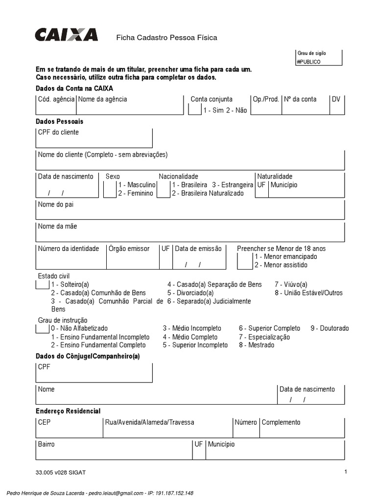 Ficha Caixa | PDF | Crédito | Finanças e Administração de Capital