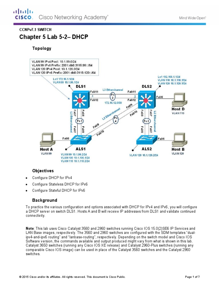 Chapter 5 Lab 5 2 Dhcp Topology Download Free Pdf I Pv6 Ip Address